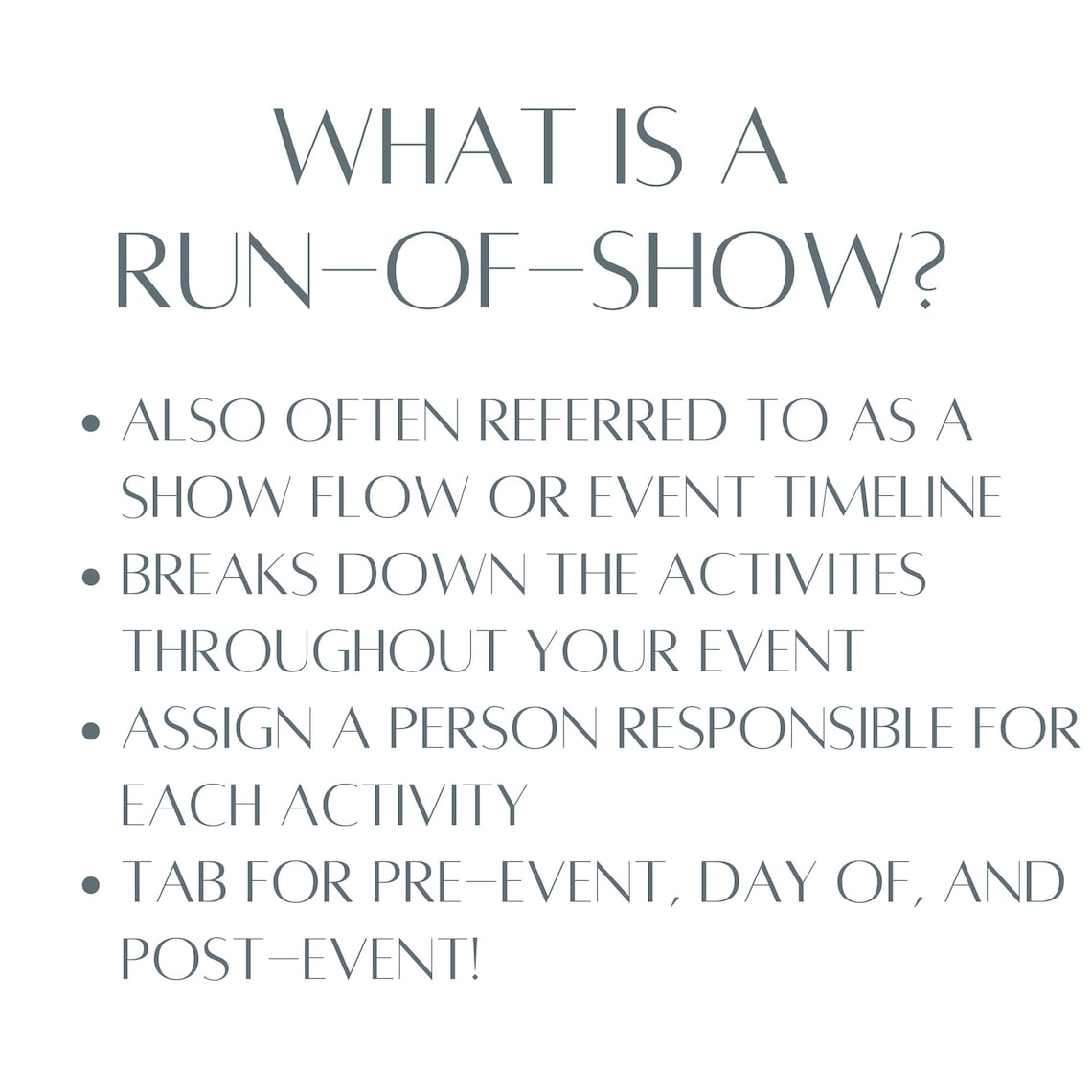Run-of-show / Show Flow / Event Timeline Microsoft Excel Template | Use ...