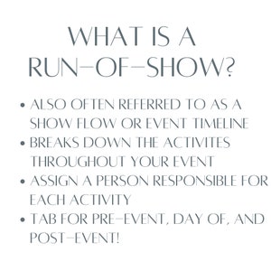 Run-of-show / Show Flow / Event Timeline Microsoft Excel Template | Use ...