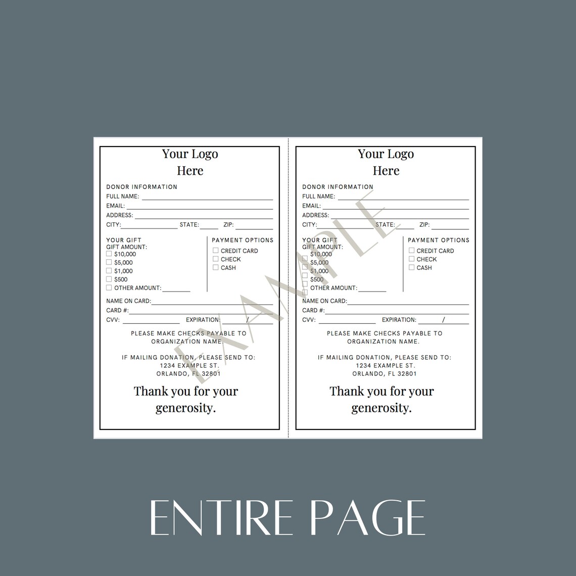 Custom Printable Donation Card for Nonprofit Fundraiser - Canva ...