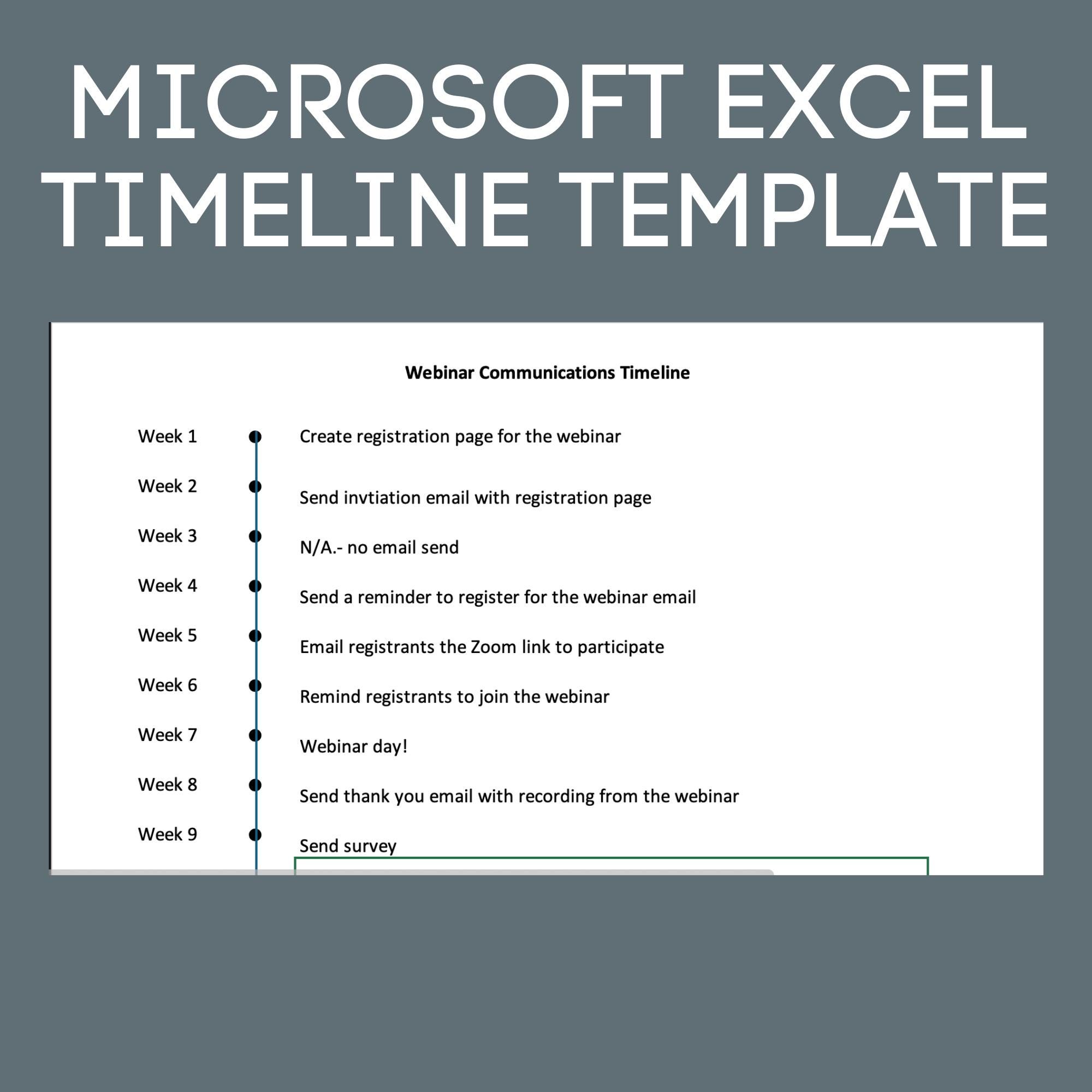 Microsoft Excel Timeline Template - Clean Timeline for Events, Travel ...