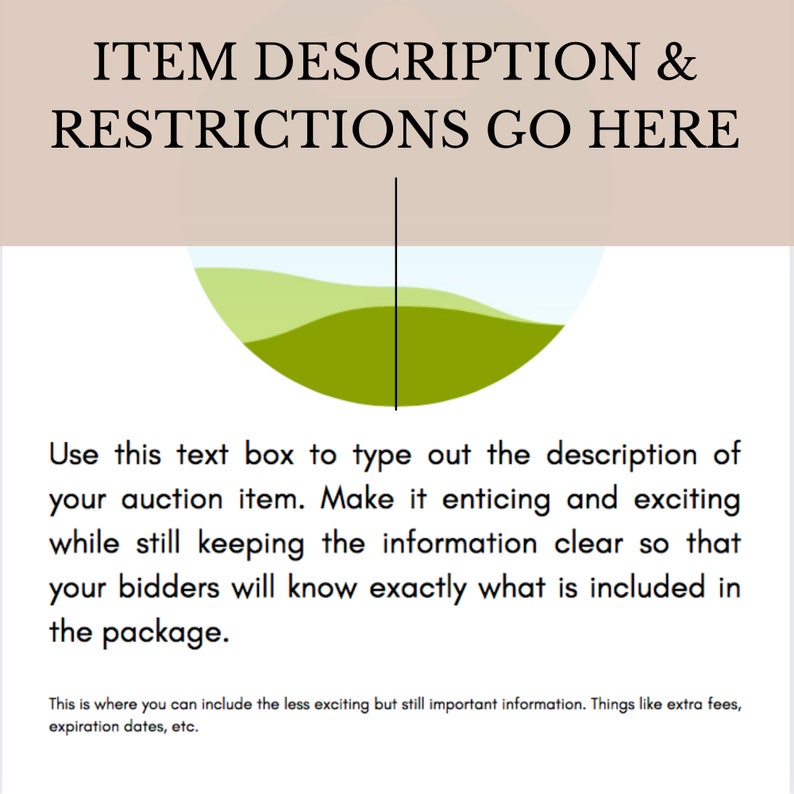 Printable Silent Auction Item Sign CANVA TEMPLATE - Fill Out Auction ...