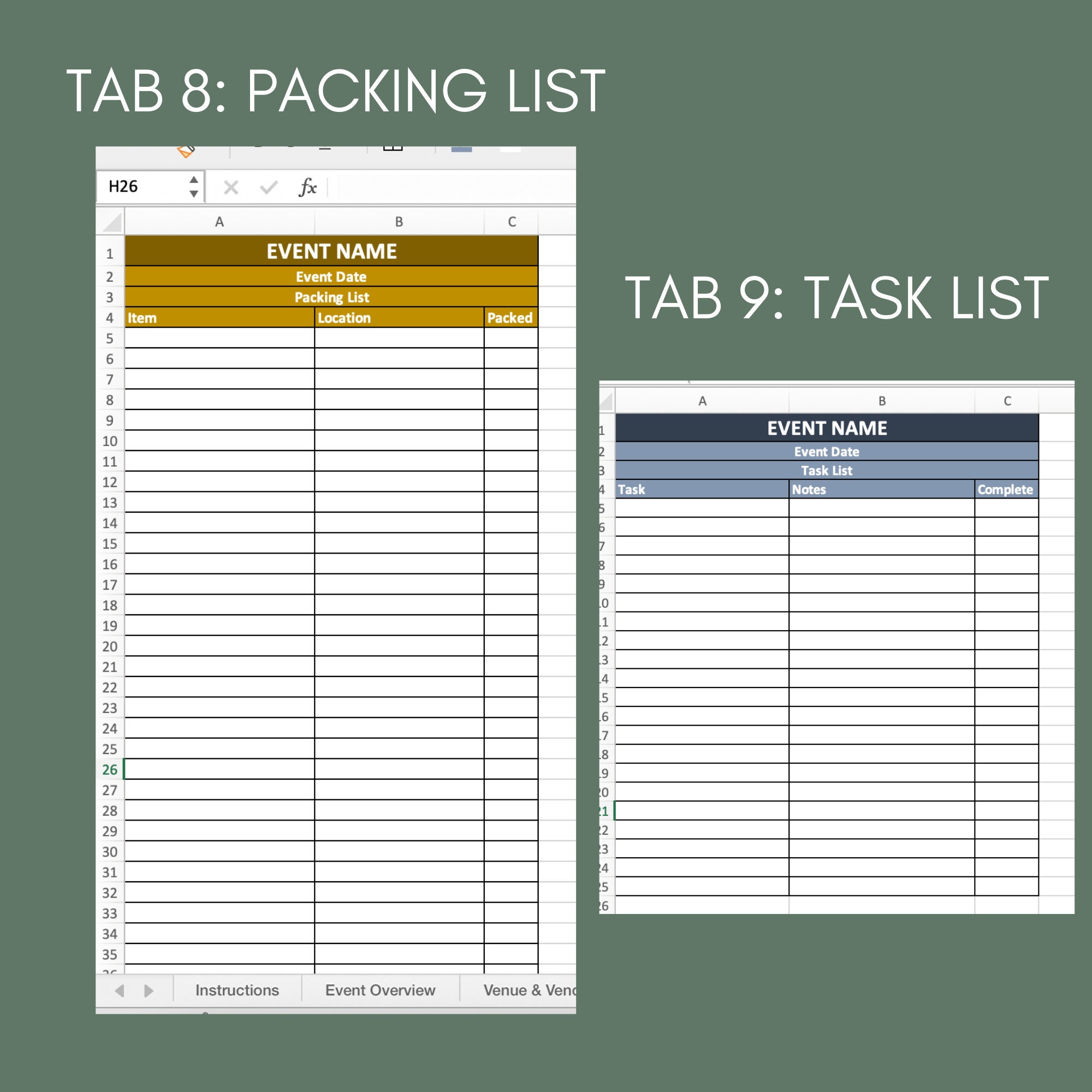 Ultimate Event Planner Microsoft Excel Digital Download Digital Event ...