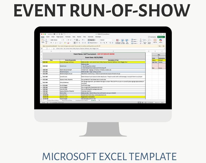 Run of Show Template Google Docs & Excel, Run of Show Event Scheduler ...