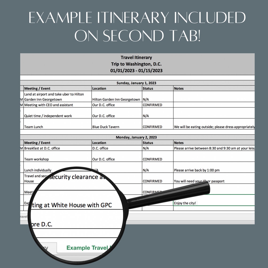 Travel Itinerary Digital Download Template - Microsoft Excel Template ...