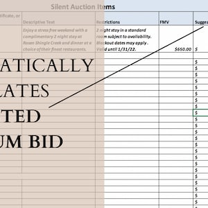 Silent Auction Donated Item Tracker for Fundraiser Events - Etsy