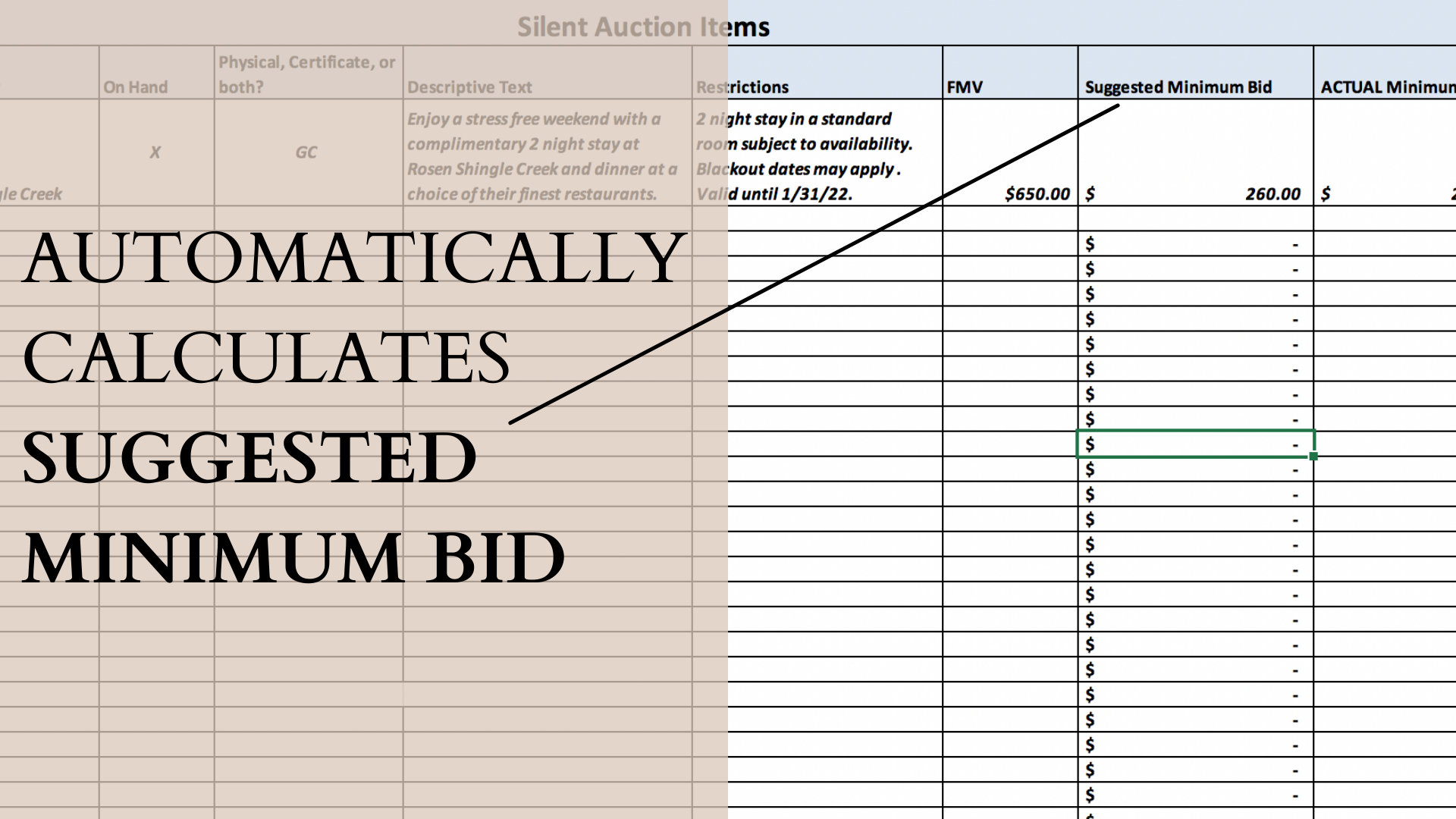 Silent Auction Donated Item Tracker for Fundraiser Events - Etsy