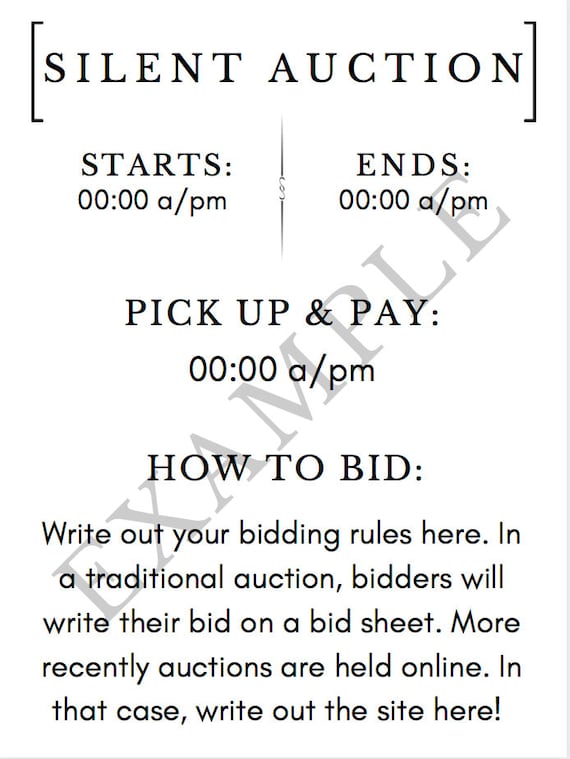 Silent Auction Sign