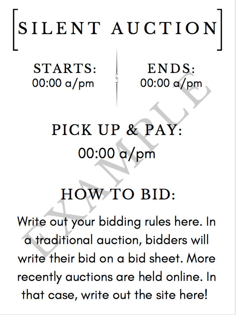 Silent Auction Foam Core Sign Canva Template - to Display Near the ...