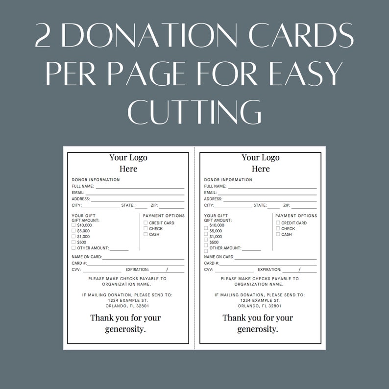 Custom Printable Donation Card for Nonprofit Fundraiser - Canva ...