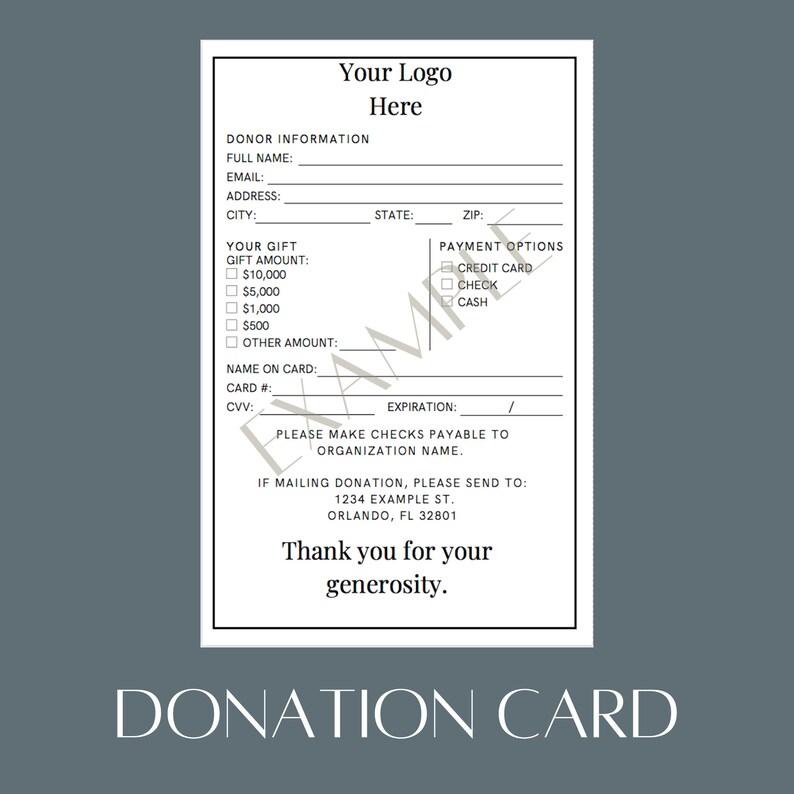Custom Printable Donation Card for Nonprofit Fundraiser - Canva ...
