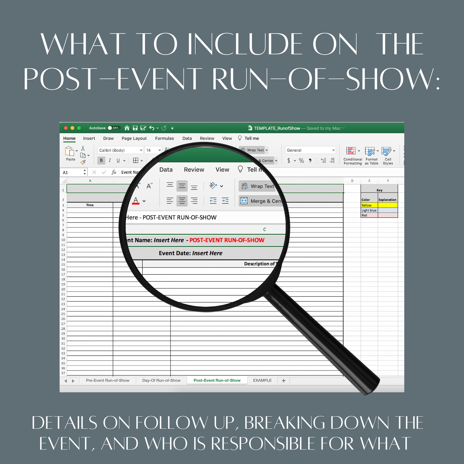 Run-of-show / Show Flow / Event Timeline Microsoft Excel Template | Use ...