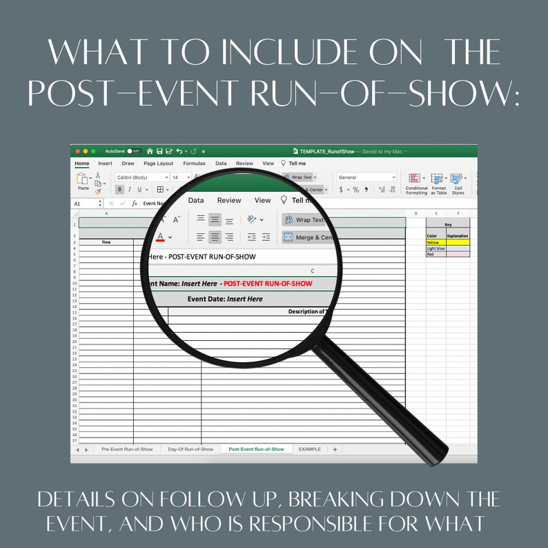 Run-of-show / Show Flow / Event Timeline Microsoft Excel Template | Use ...