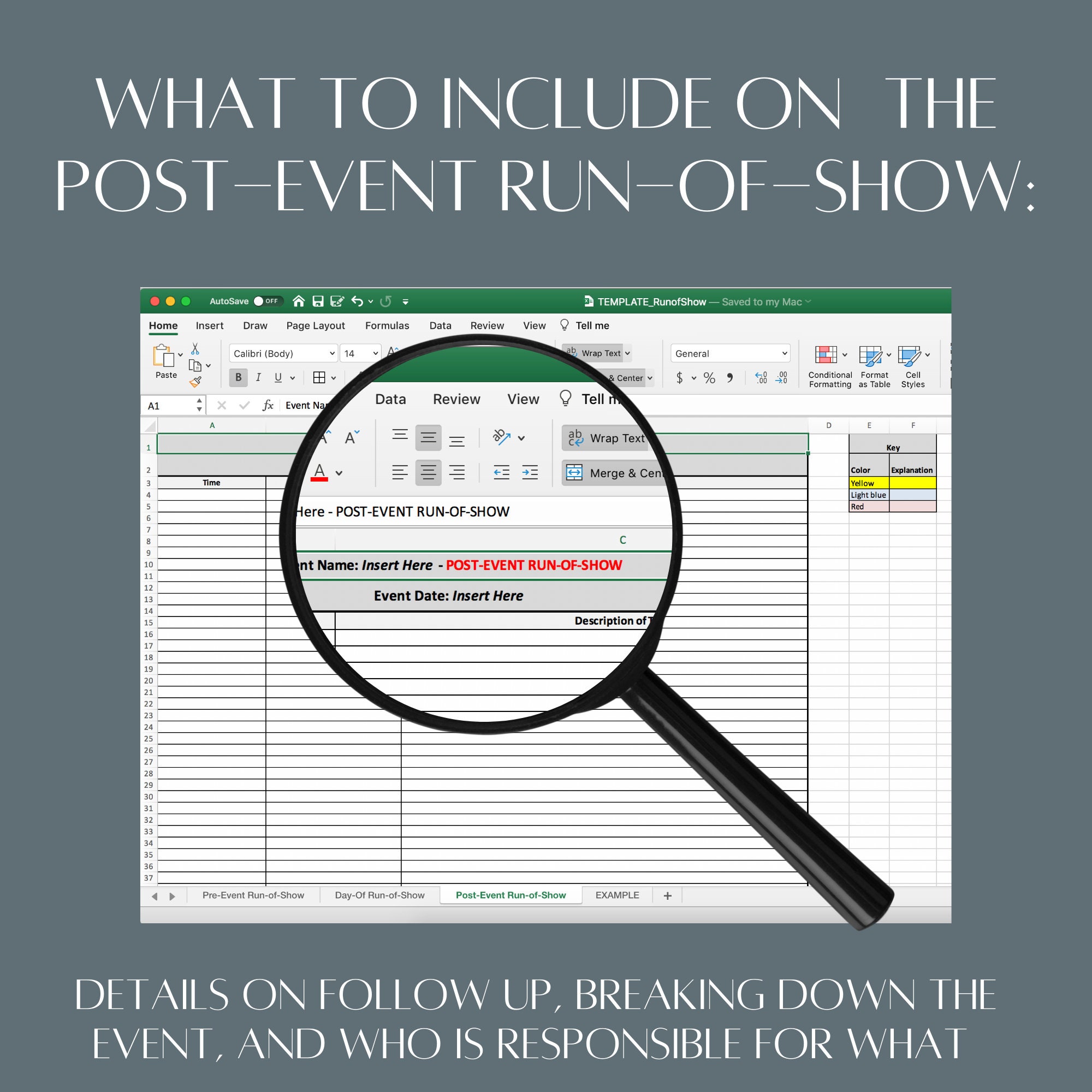 Run-of-show / Show Flow / Event Timeline Microsoft Excel Template | Use ...