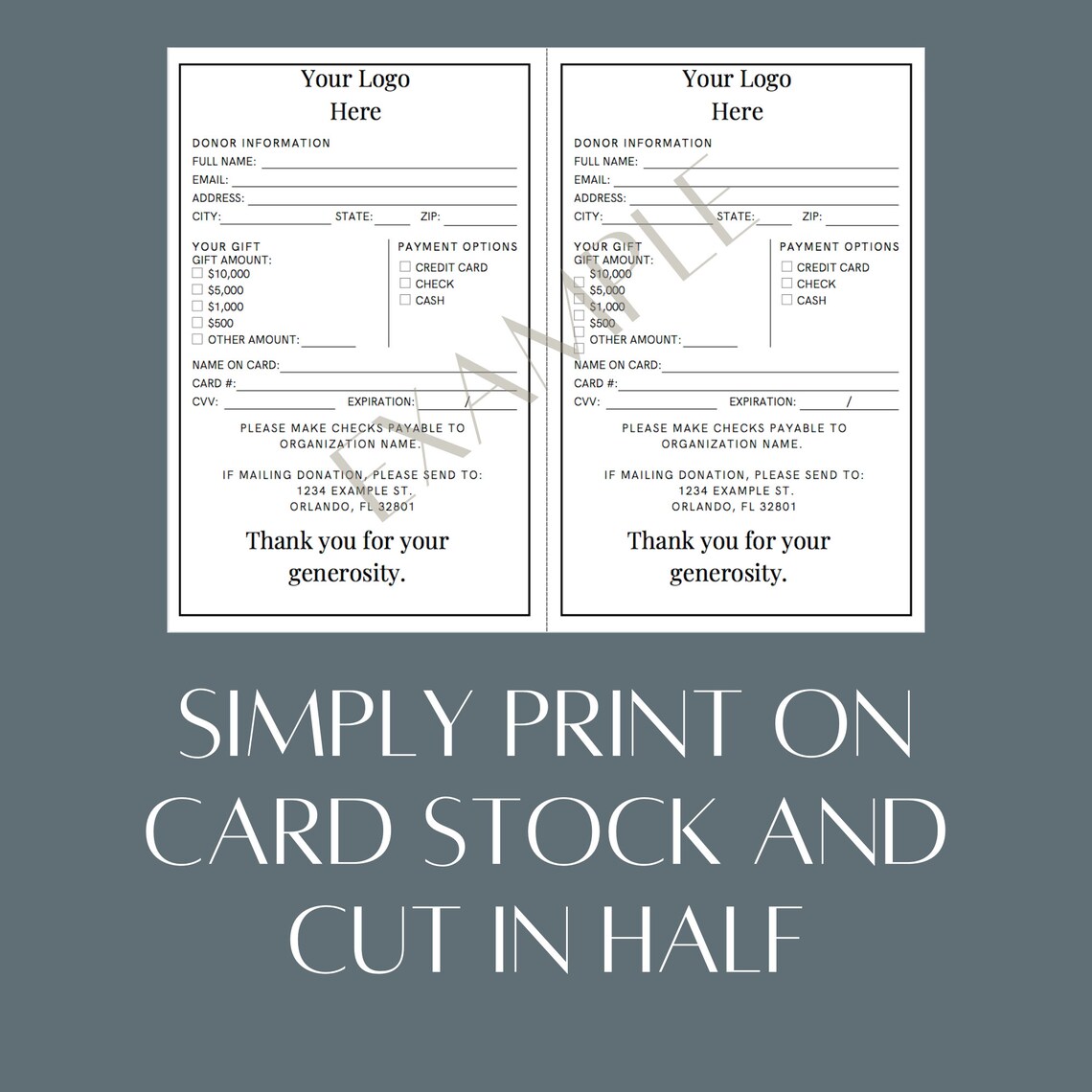 Custom Printable Donation Card for Nonprofit Fundraiser - Canva ...