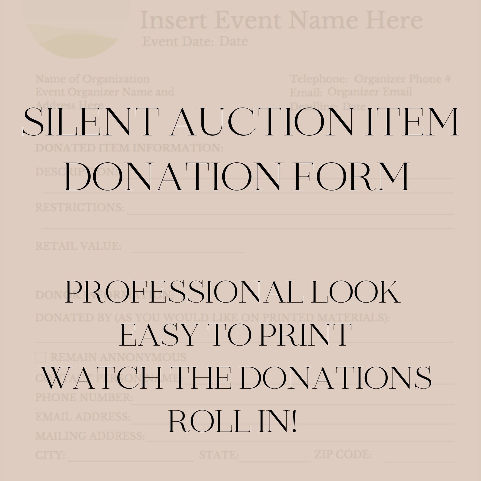 Printable / Downloadable Silent Auction Donation Request Form CANVA ...