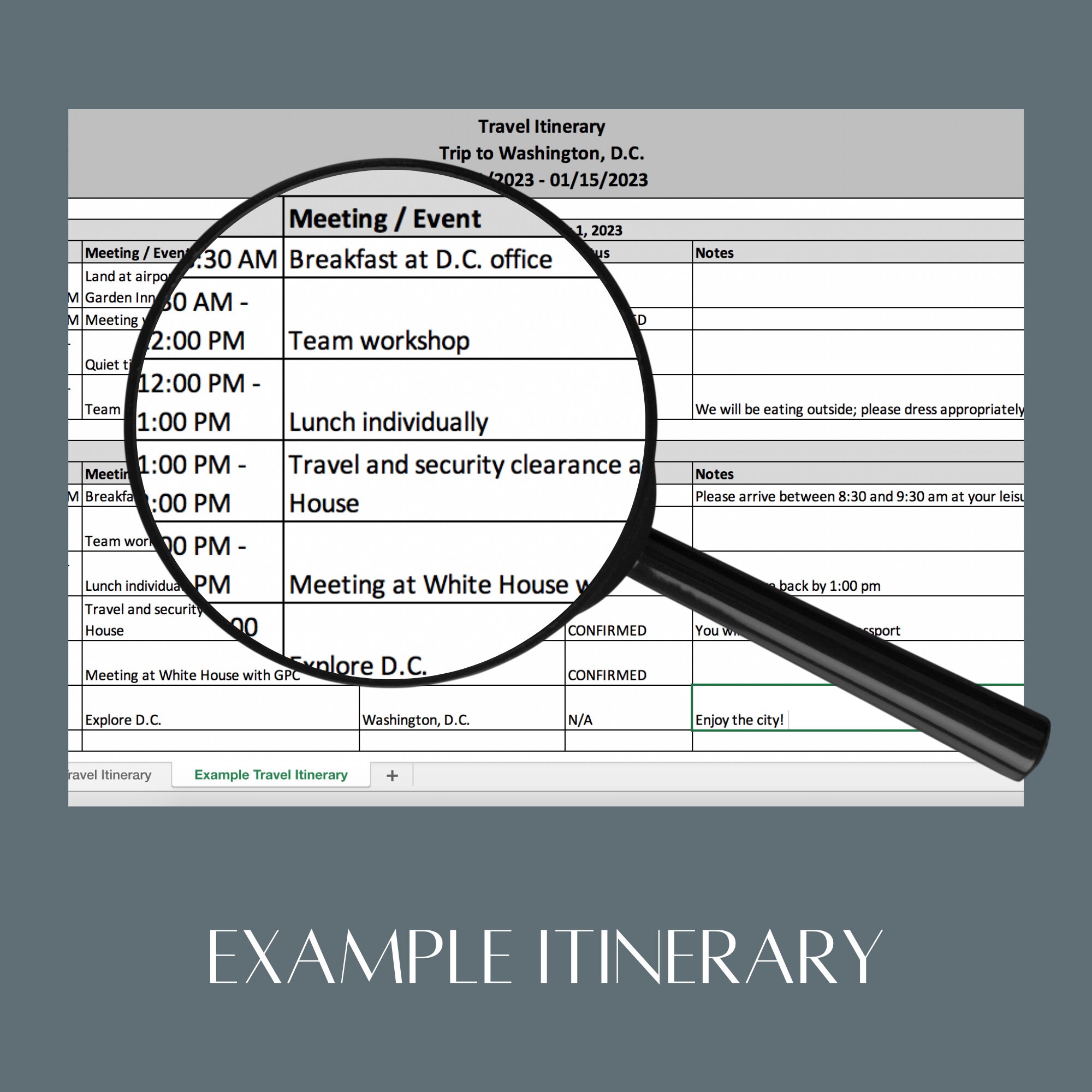 Travel Itinerary Digital Download Template - Microsoft Excel Template ...