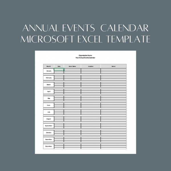 Annual Event Calendar Excel - Etsy
