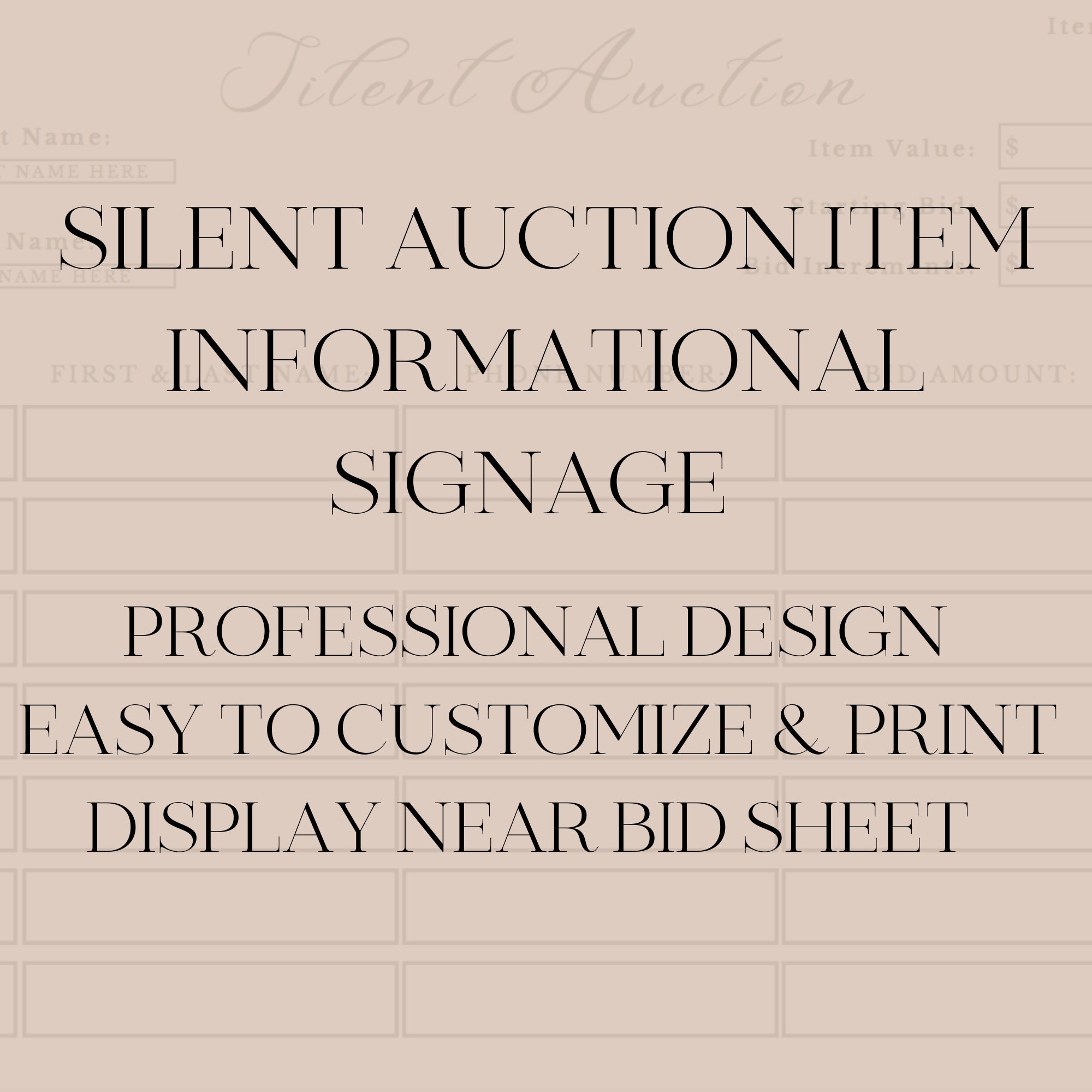Printable Silent Auction Item Sign CANVA TEMPLATE - Fill Out Auction ...
