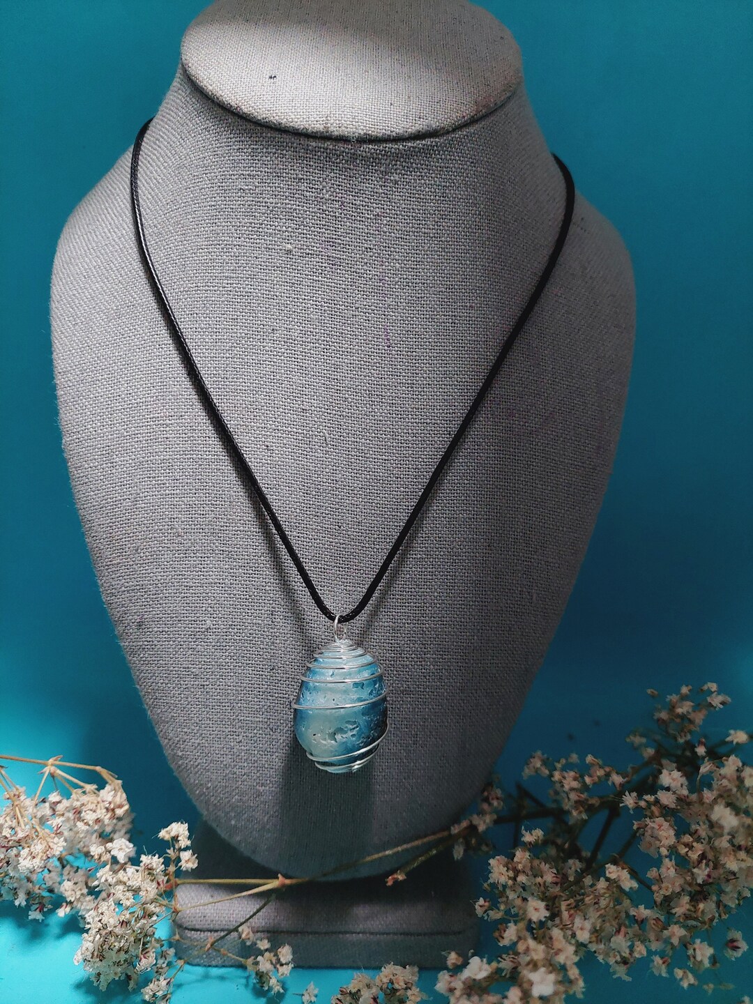 Blue Ice! Blue Sky! Natural Glacierite! Blue Ice Crystal Necklace ...