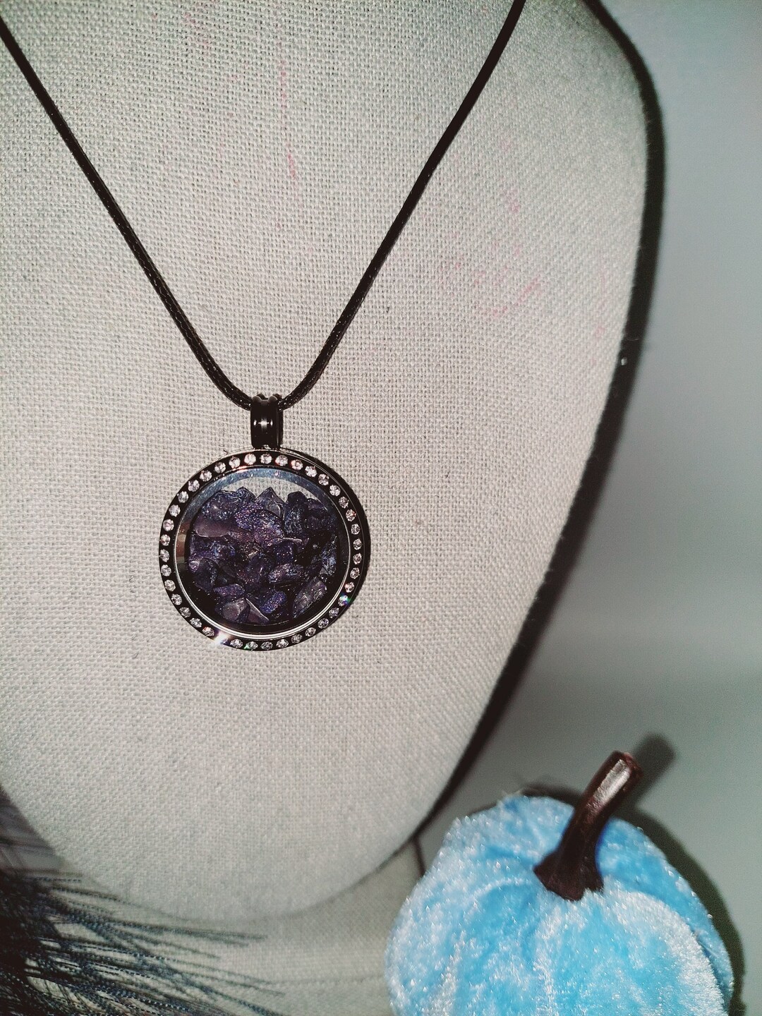 Blue Beauty! Blue Goldstone Crystal Locket Necklace - Stone to Transmit ...
