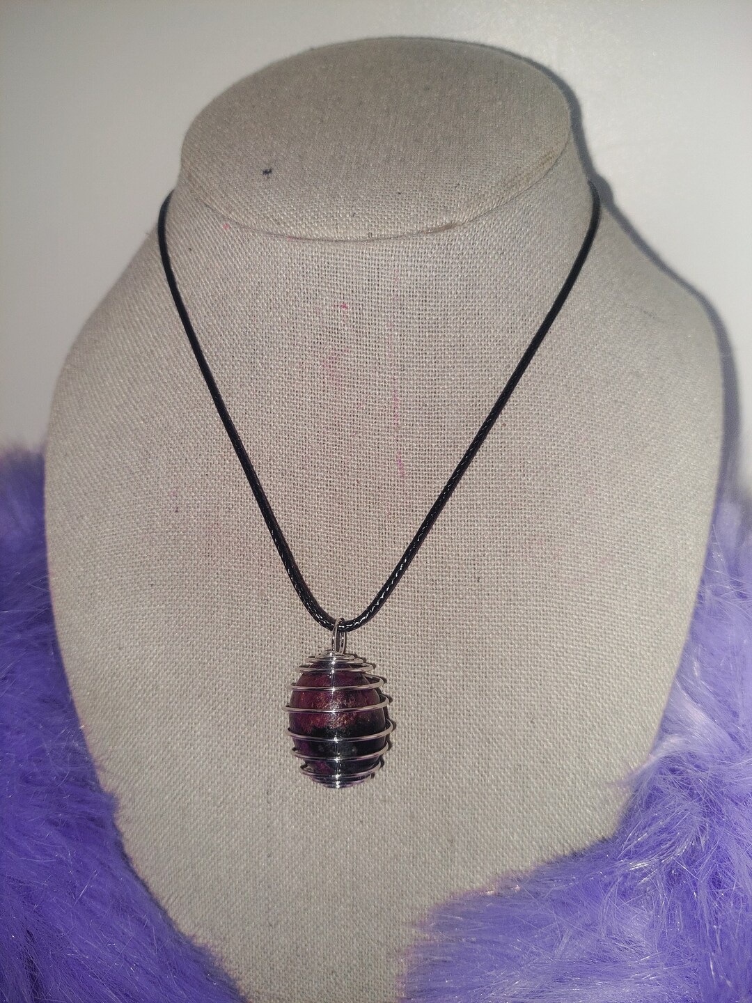 Garnet in Astrophyllite/arfvedsonite Crystal Pendant Necklace - Etsy