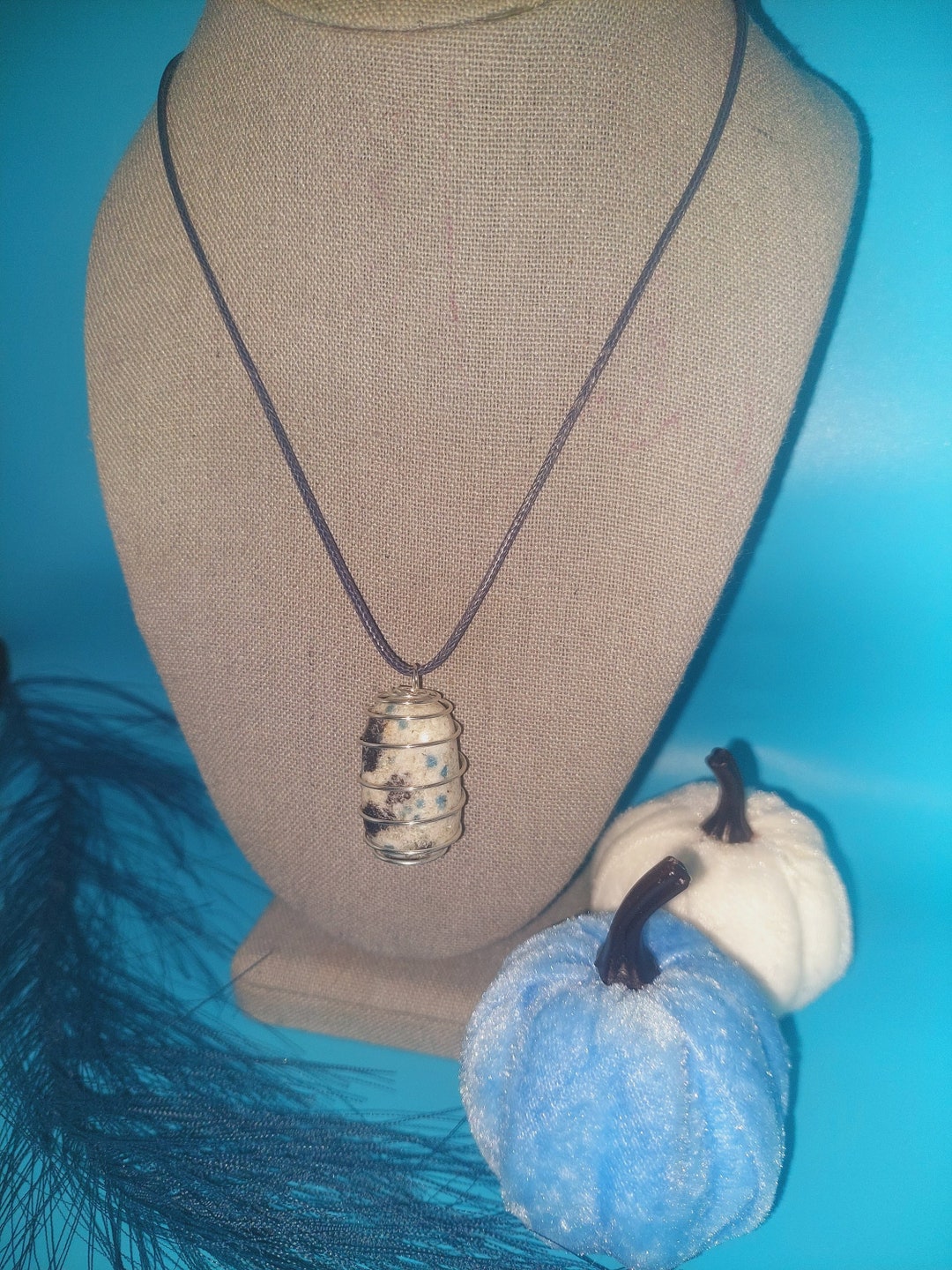 K2 Granite/ Raindrop Azurite Stone Pendant Necklace - Akashic Records ...