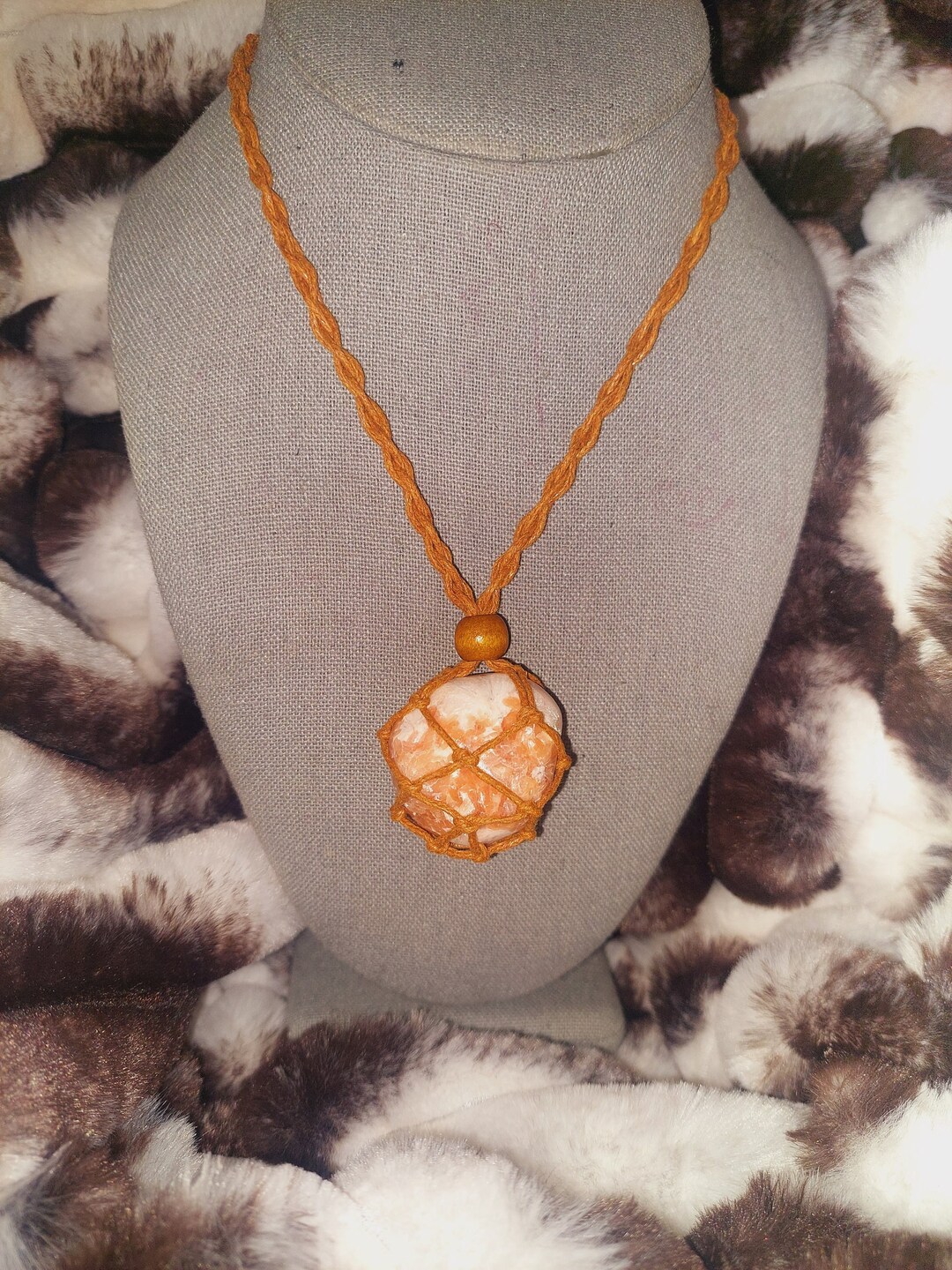 Peach Scolecite! Peach Stilbite With Scolecite Crystal Pendant Necklace ...