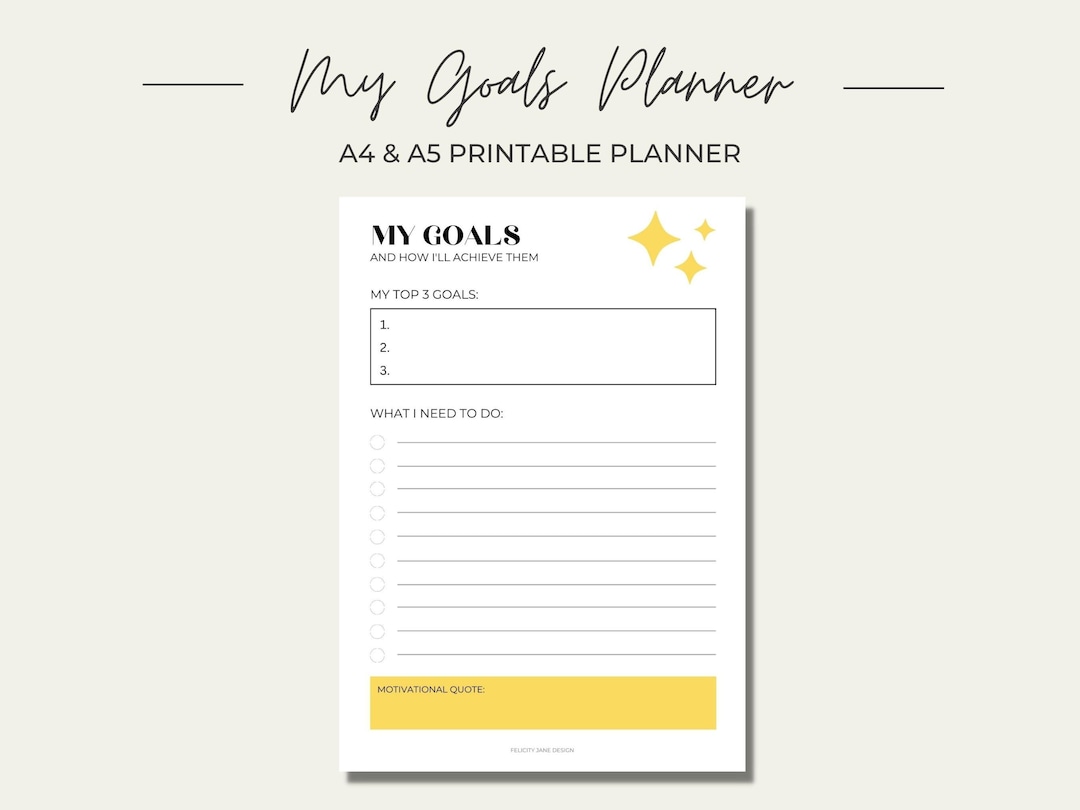 My Goal Planner A4 & A5 Printable Planner for Goal Setting - Etsy