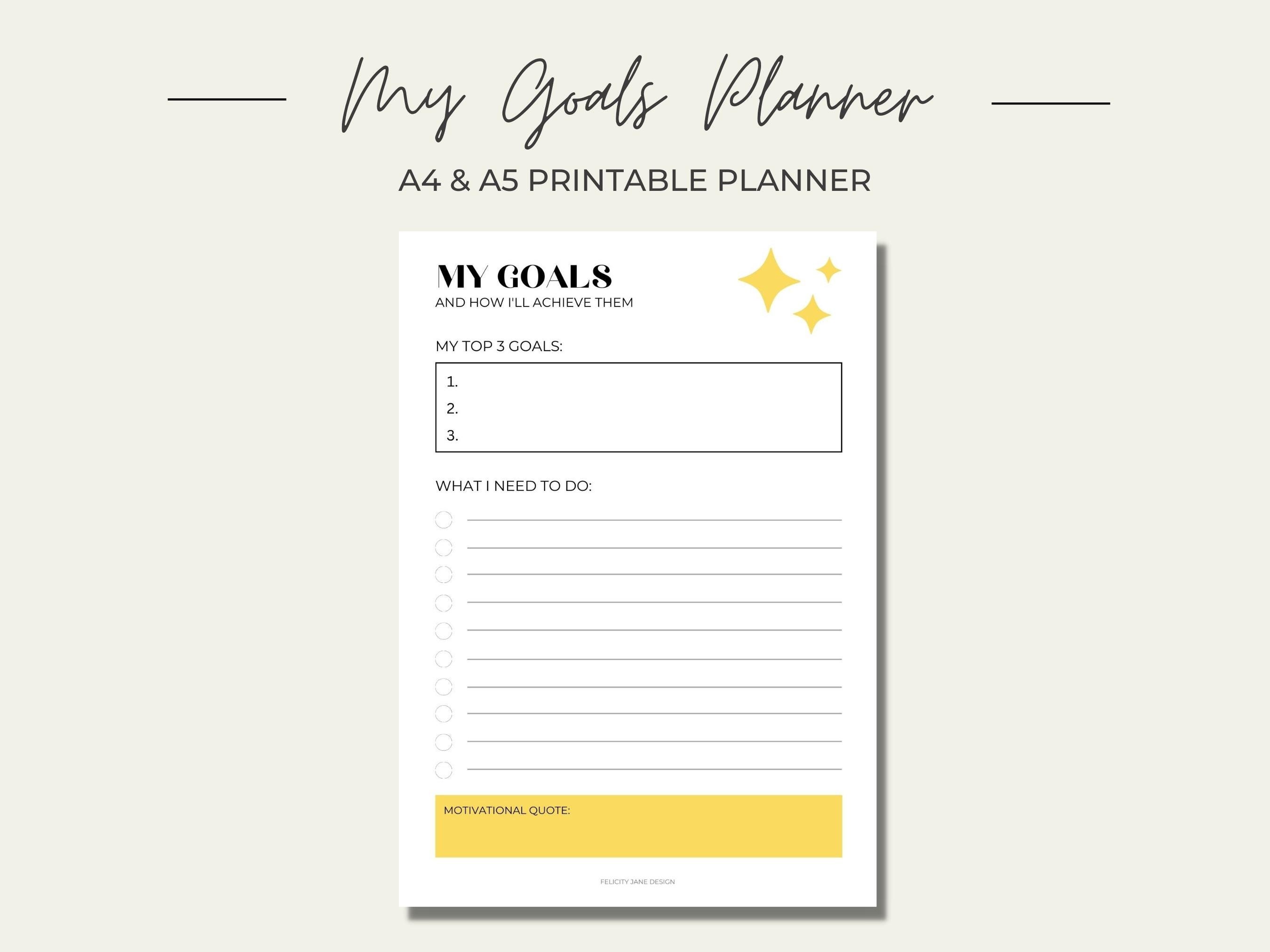 My Goal Planner A4 & A5 Printable Planner for Goal Setting - Etsy Canada