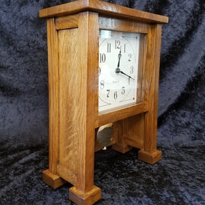Mission Style Oak Clock Stickely Style Oak Clock Arts and Craft Style ...