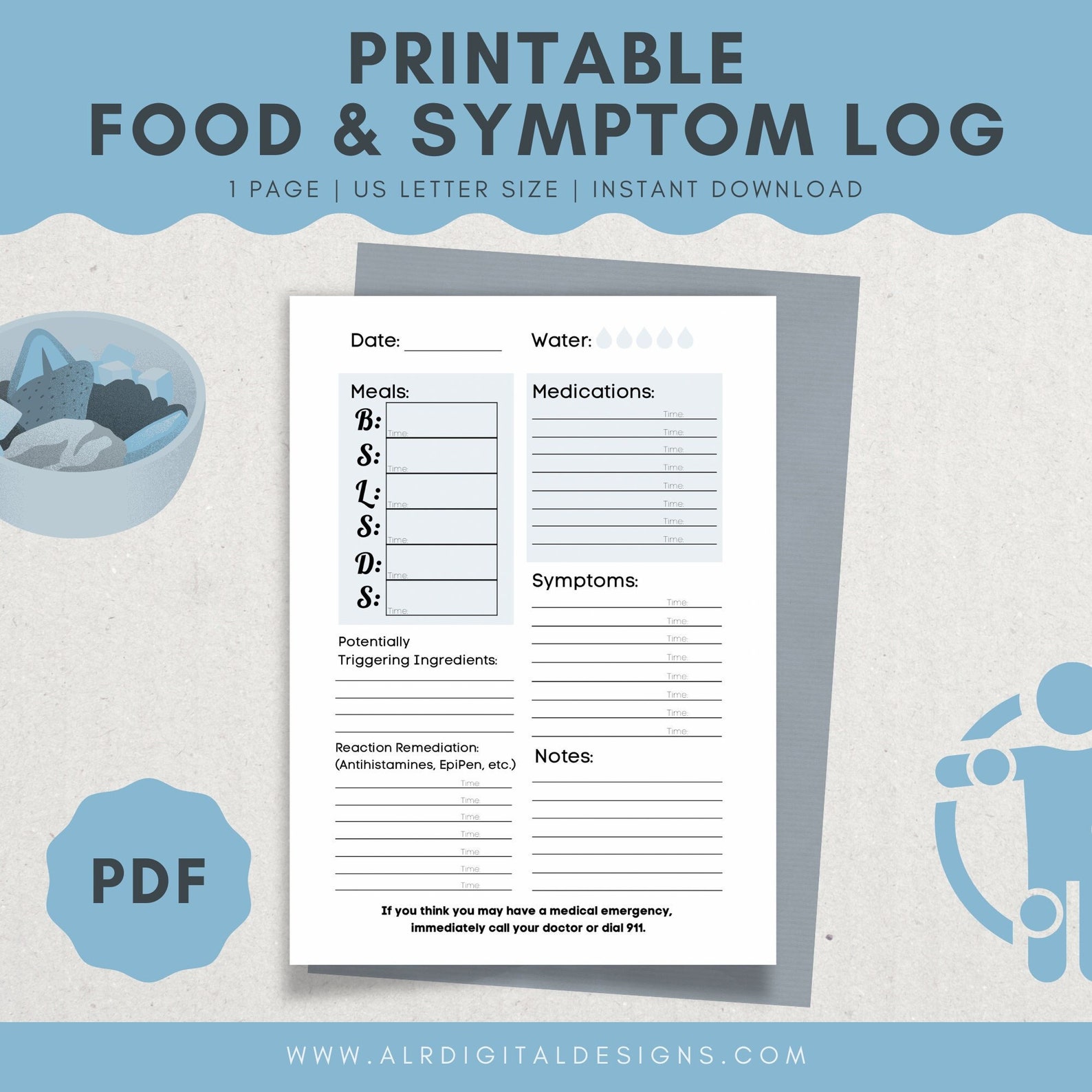 Alpha Gal Printable Food, Medication, and Symptom Log - Etsy