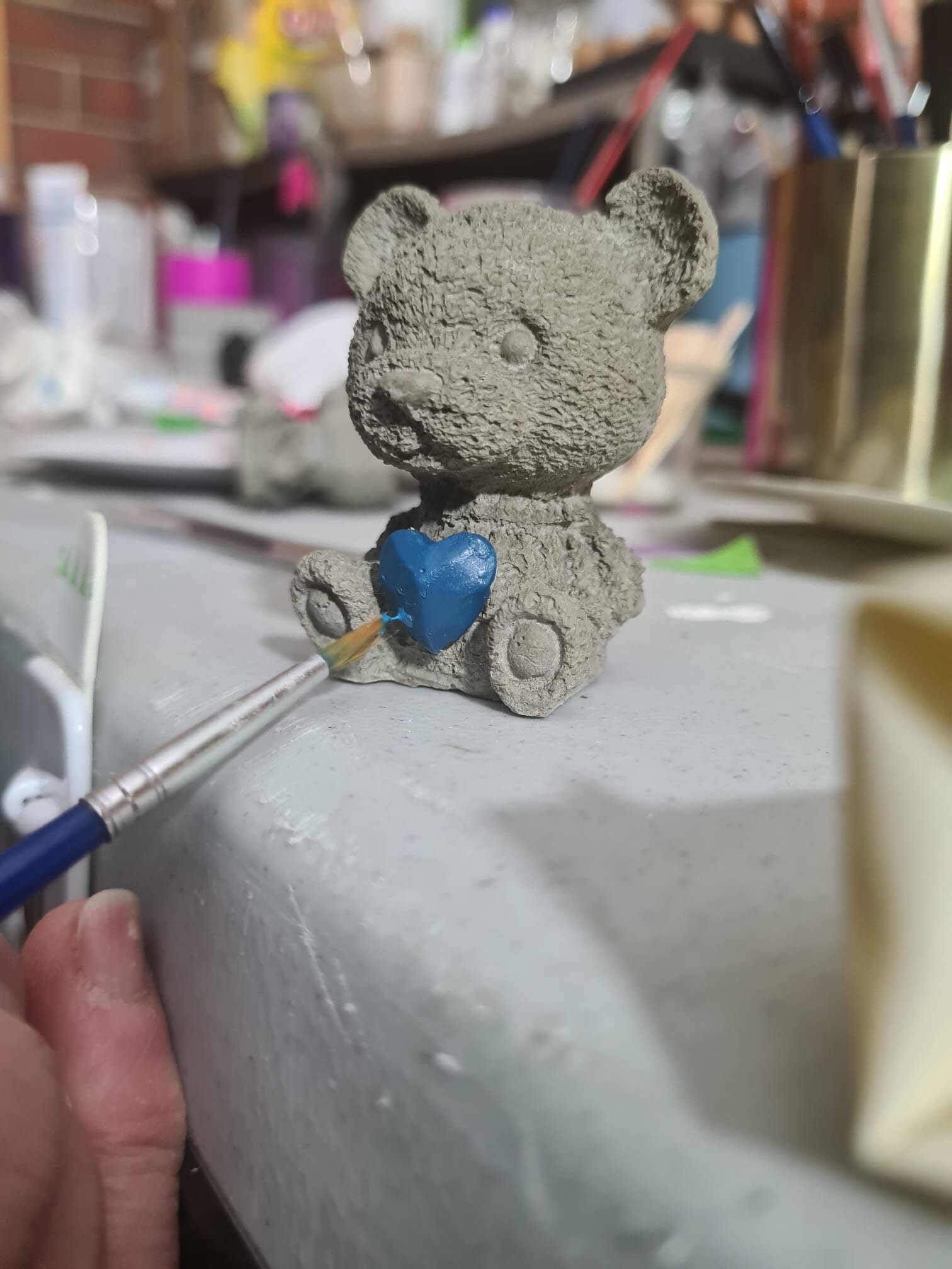 Teddy Bear (blue Heart) Miniature - Etsy
