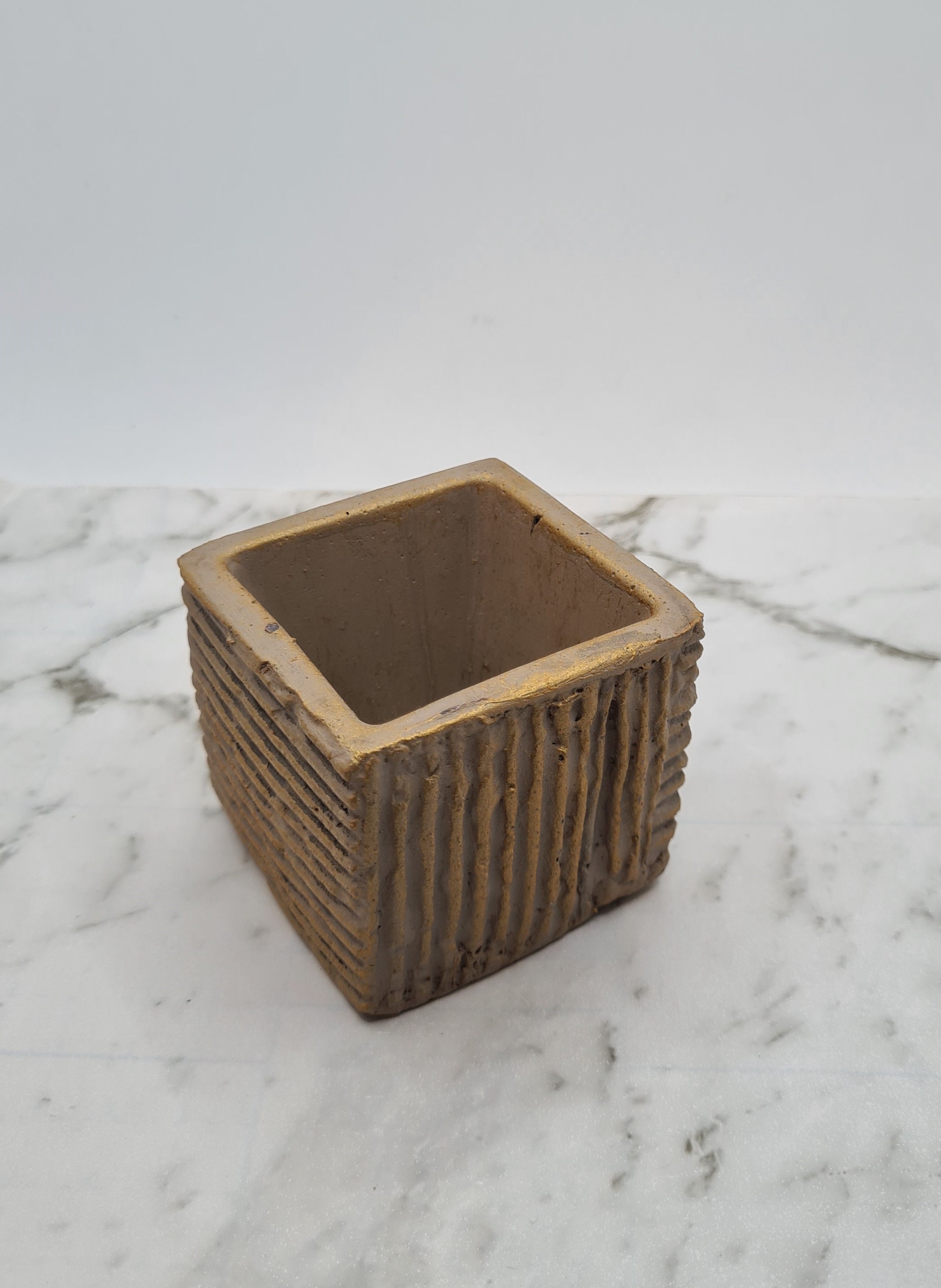 Mini Square Planter Pot (pink and Gold) - Etsy