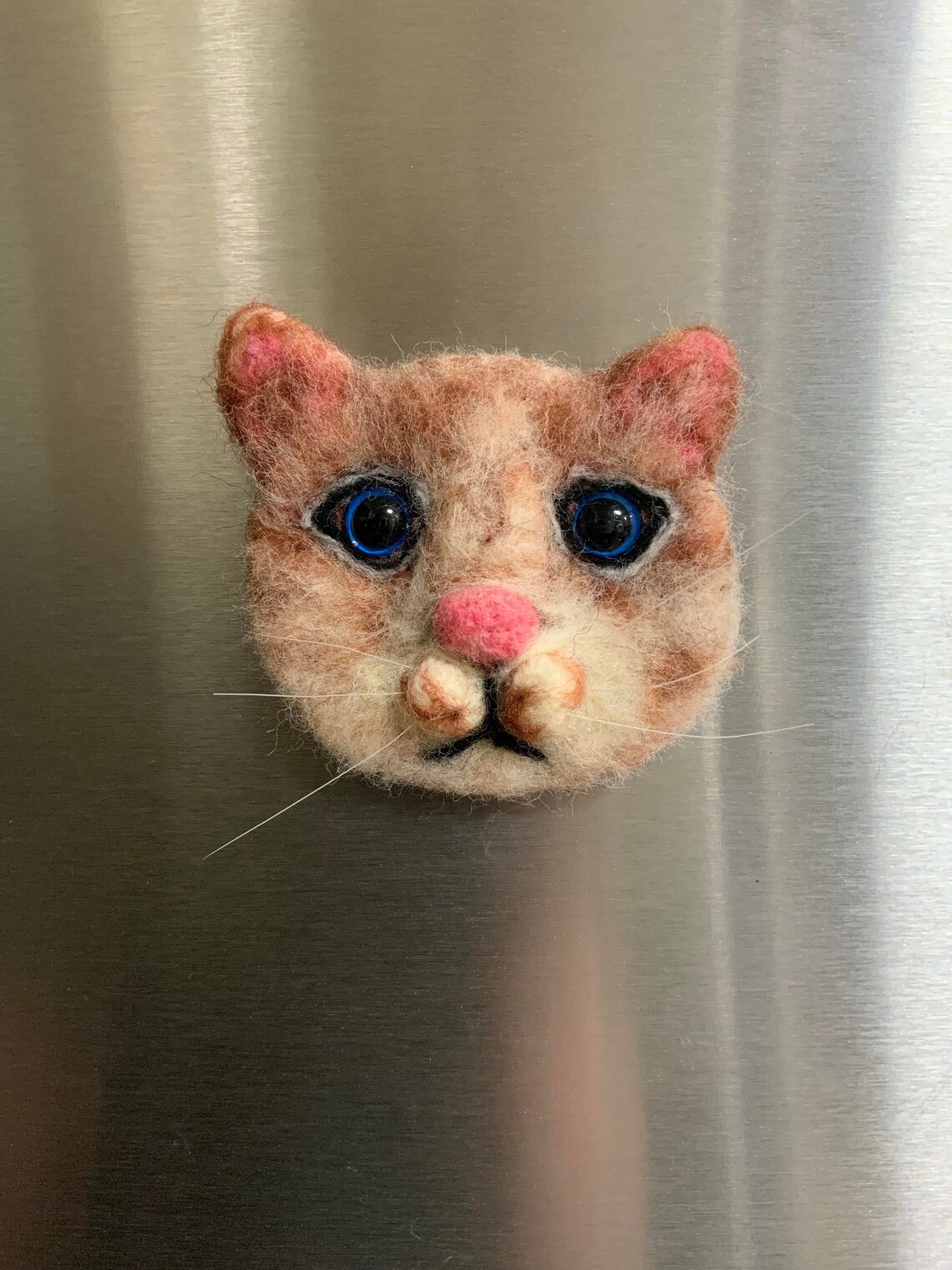 Cat Magnet Cute Cat Face Needle Felted Cat Ginger Cat Face | Etsy