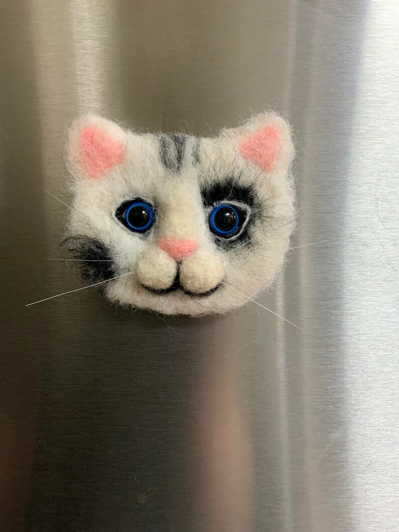 Cat Magnet, Cute Cat Face, Needle Felted Cat, Ginger Cat Face, Gift for ...