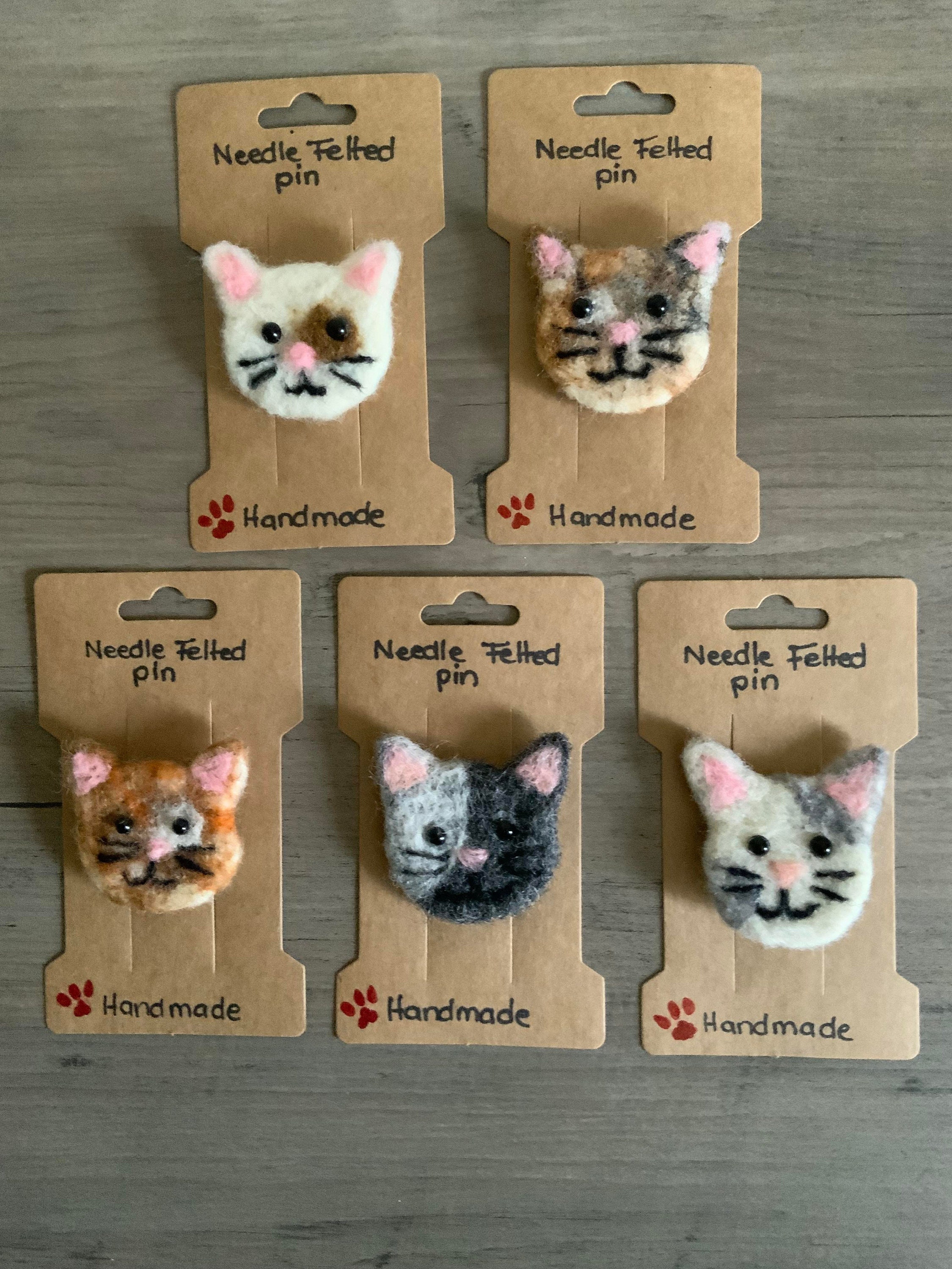 Cat Pin / Brooch Needle Felted Pin Wool Pin Cat Lovers' - Etsy