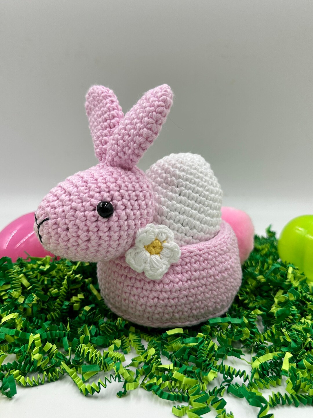 Bunny, Easter Bunny ,pink Bunny With Egg, Basket Gift, Crochet Bunny, Gift for Her, Gift for Him ...