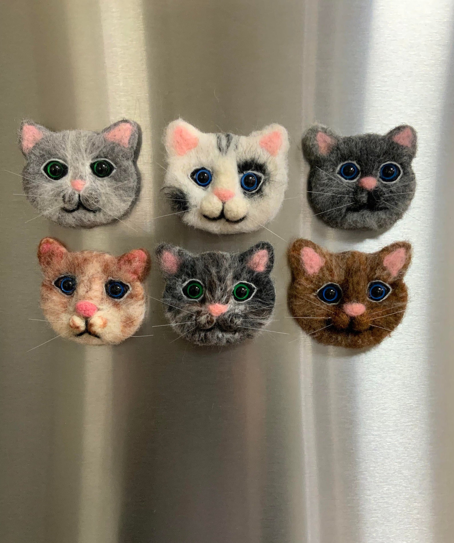 Cat Magnet, Cute Cat Face, Needle Felted Cat, Ginger Cat Face, Gift for ...