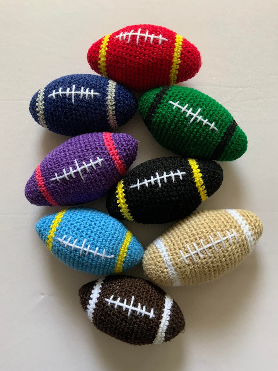 Football, Soft Crochet Football, Stuffed Football, Soft Ball, Colorful ...