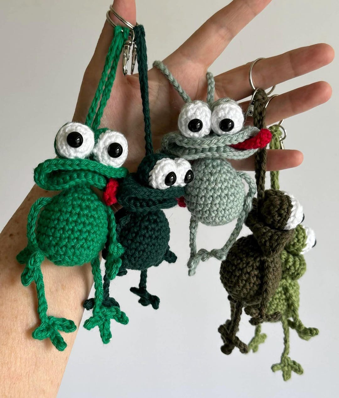 Frog Keychain, Green Frogs, Handmade Amigurumi, Gift for Her, Charm ...