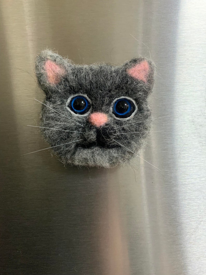 Cat Magnet, Cute Cat Face, Needle Felted Cat, Ginger Cat Face, Gift for ...
