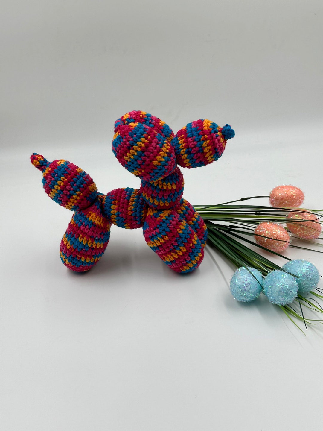 Crochet Balloon Dog: Multicolor Acrylic Yarn Home Decor - Etsy