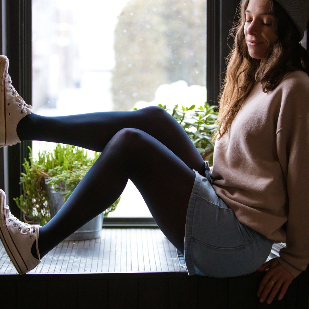 Albertina Semi-opaque Navy Blue Tights by Miss Lala - Etsy