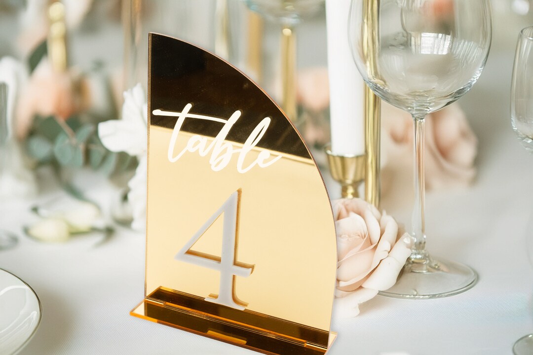 Gold Mirror Acrylic Table Numbers: Luxury Wedding Decor - Etsy