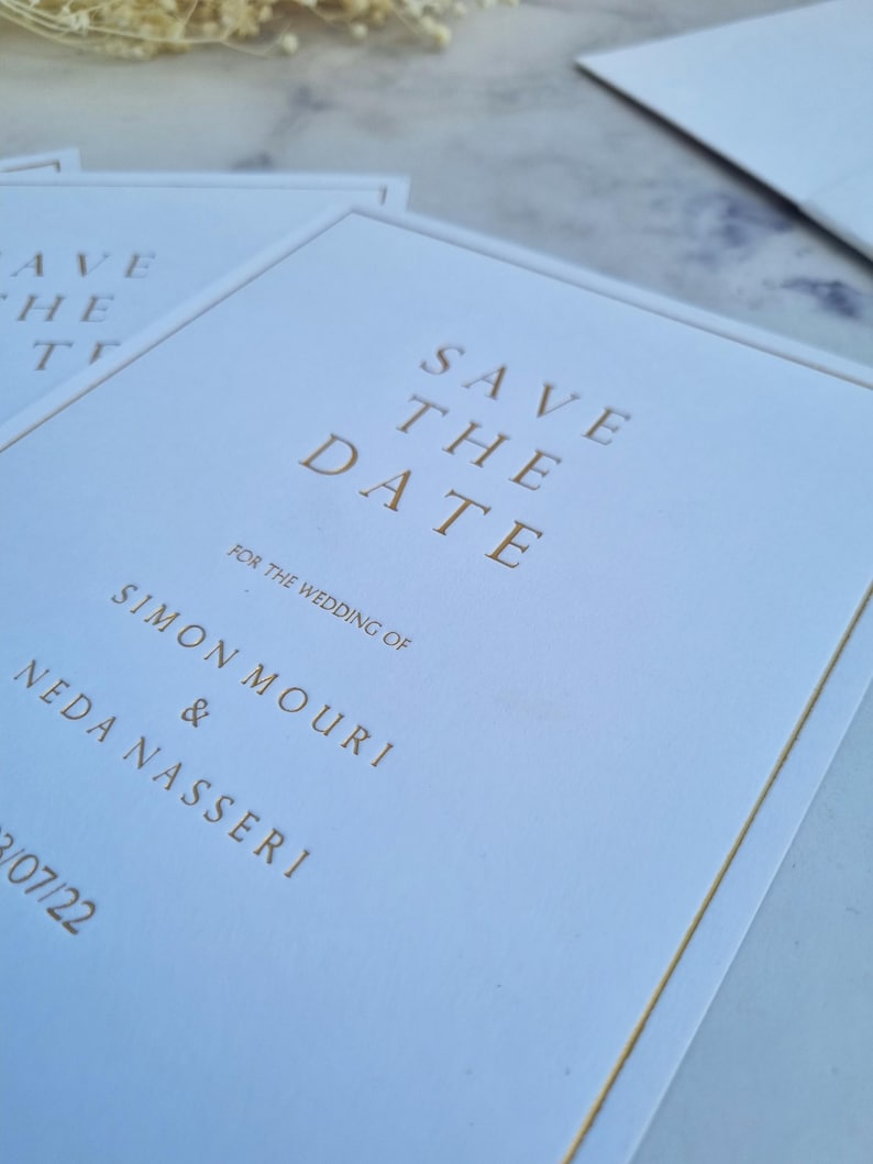 Gold Foil Embossed Save the Date: Personalized Elegant Invitation - Etsy