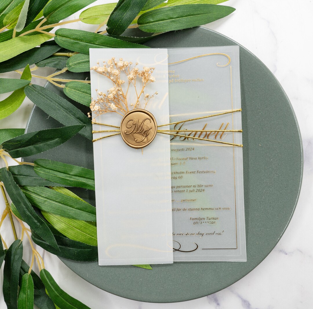 Gold Foil Clear Acrylic Wedding Invitation, Custom Acrylic Invite, Baby ...