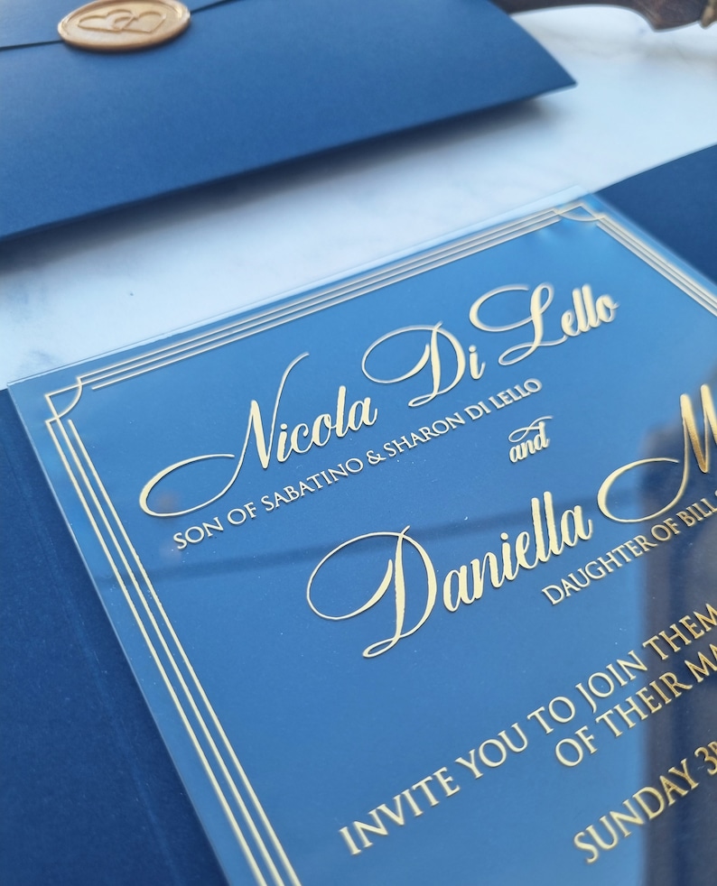 Gold Glitter Wedding Invitation Set: Navy Blue Envelope, RSVP - Etsy