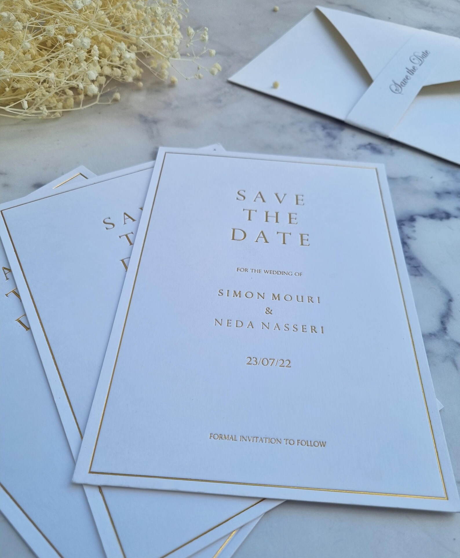 Gold Foil Embossed Save the Date: Personalized Elegant Invitation - Etsy
