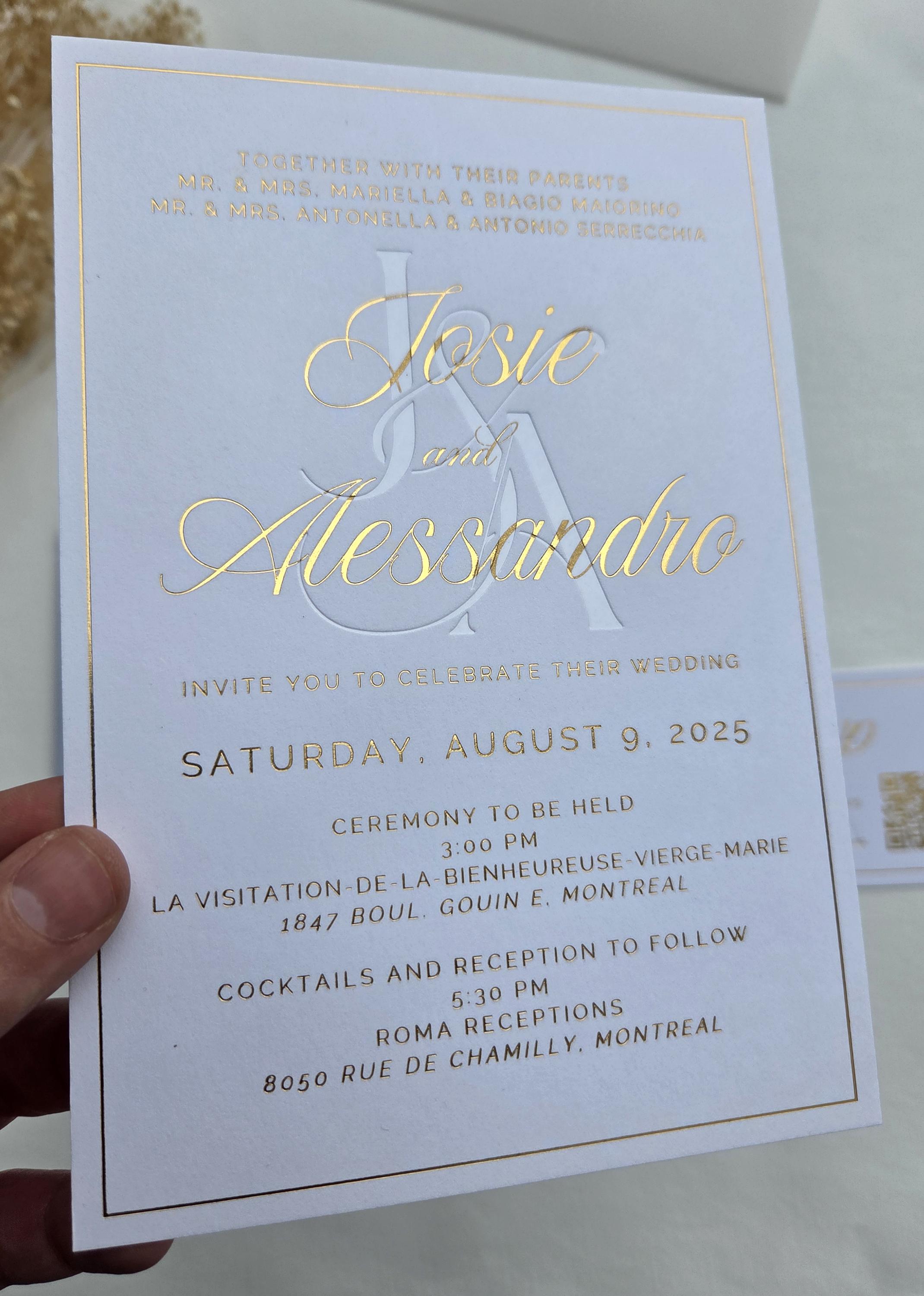 Embossed Wedding Invitation Set: Light Blue Envelope, Customizable ...