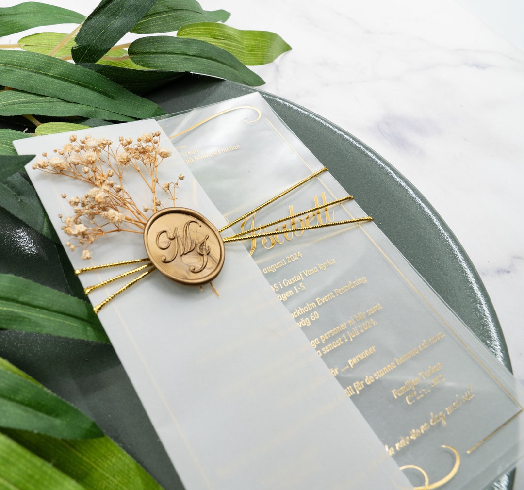 Gold Foil Clear Acrylic Wedding Invitation, Custom Acrylic Invite, Baby ...